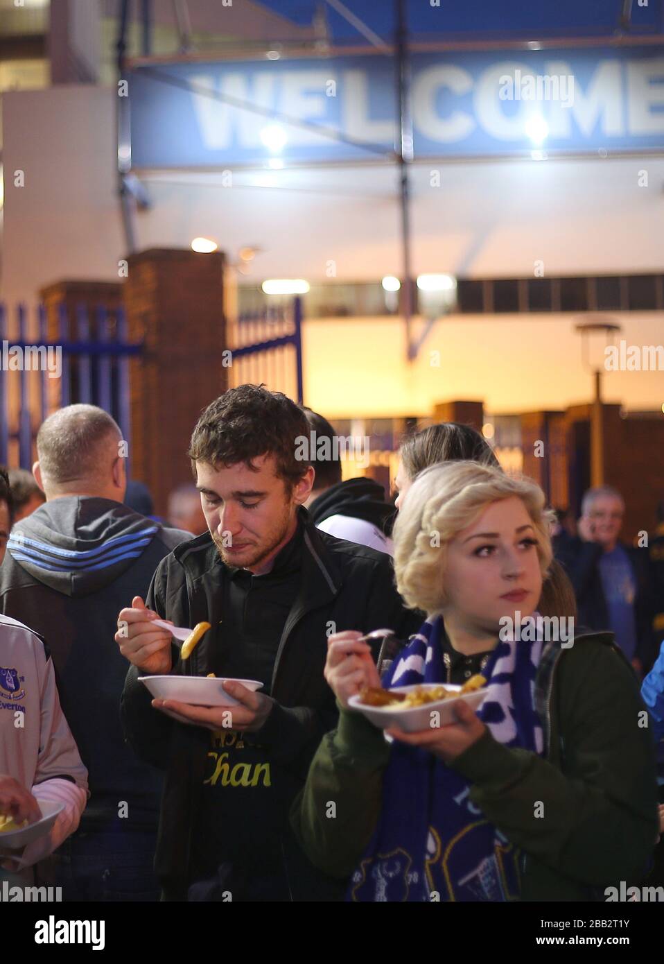 A general view of fans outside goodison park hi-res stock photography ...