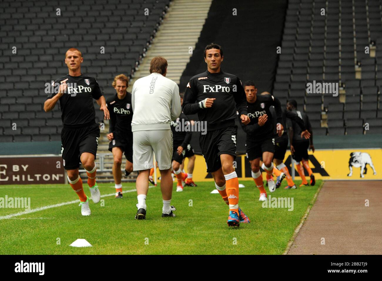 Fulham's Steve Sidwell (left) and Stephen Kelly during the warm up ...