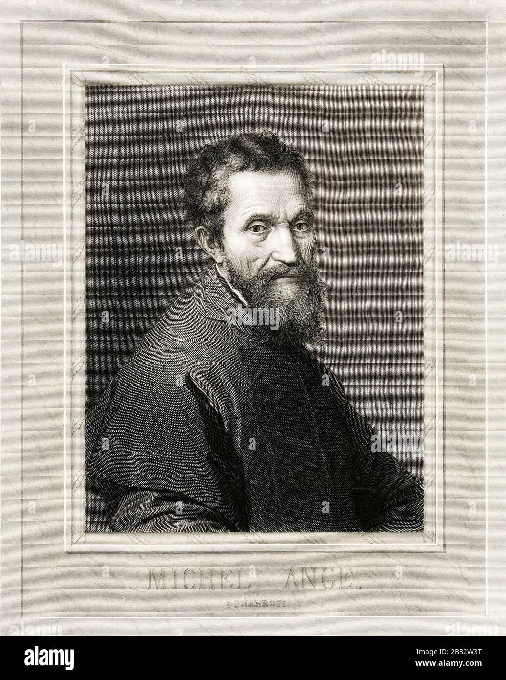 Michelangelo Buonarroti, (1475–1564), portrait engraving by Francois ...