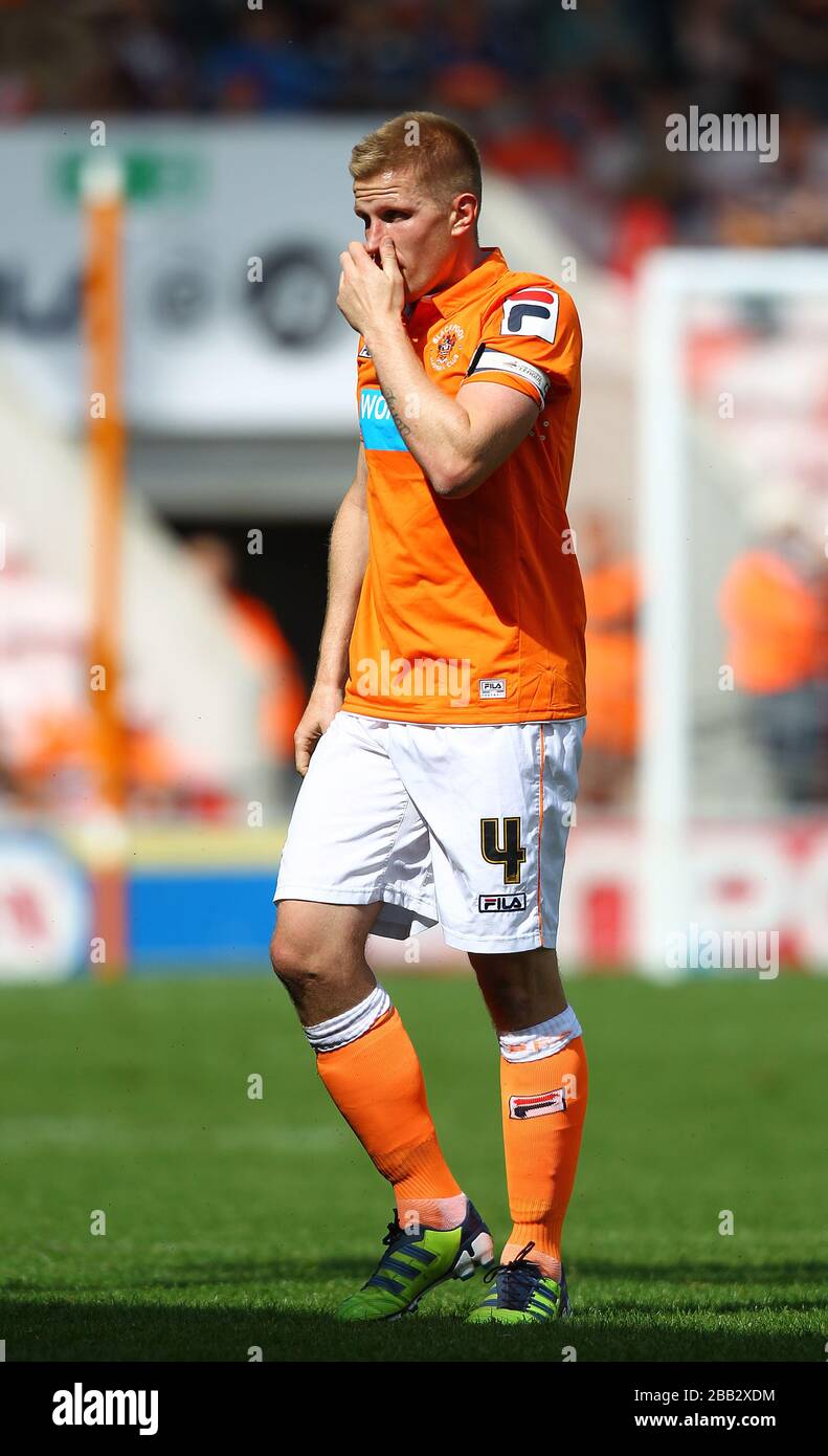 Blackpool's Keith Southern looks emotional at the end of the game ...