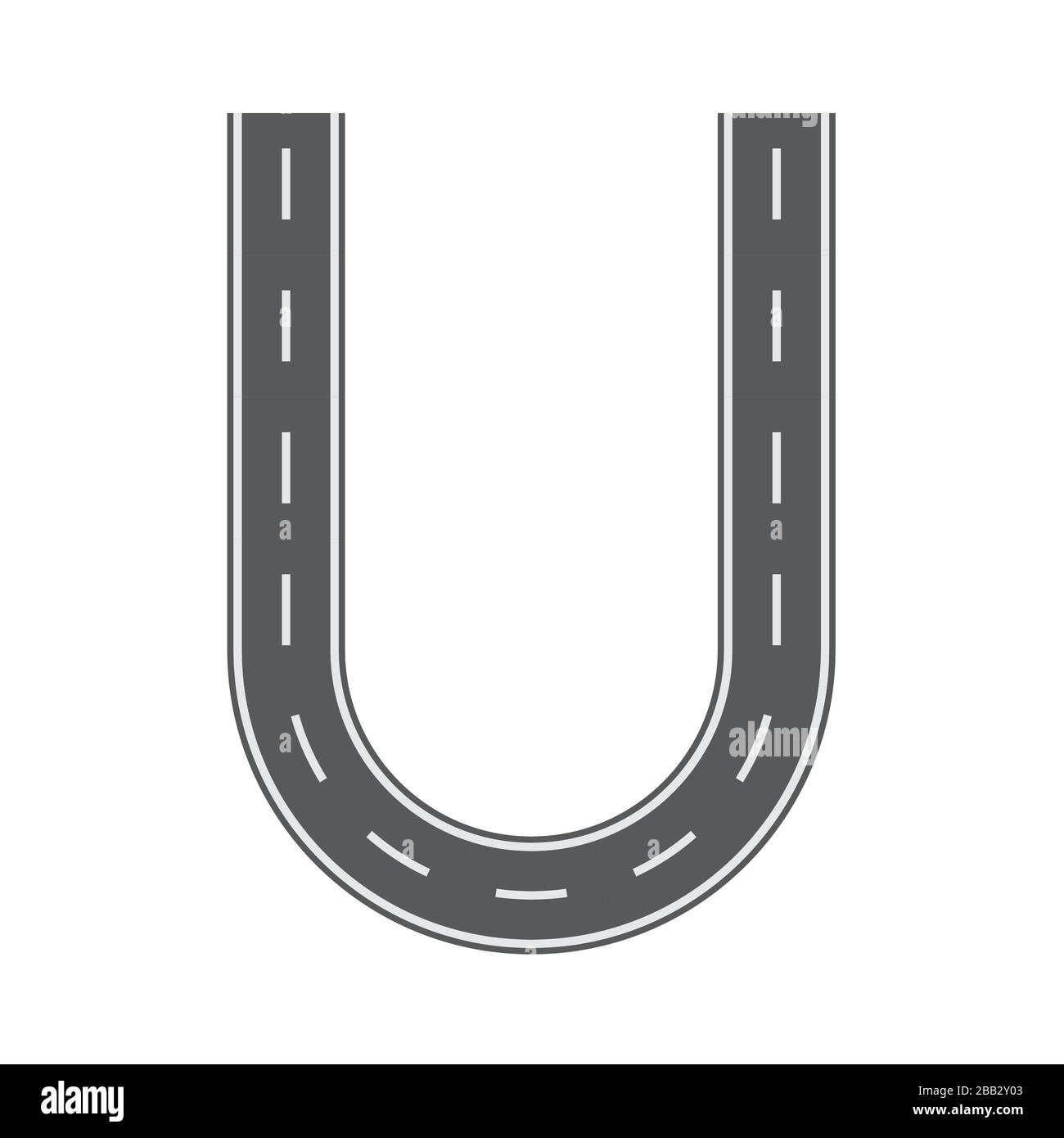 U letter for Road or street font. Flat and solid color vector ...