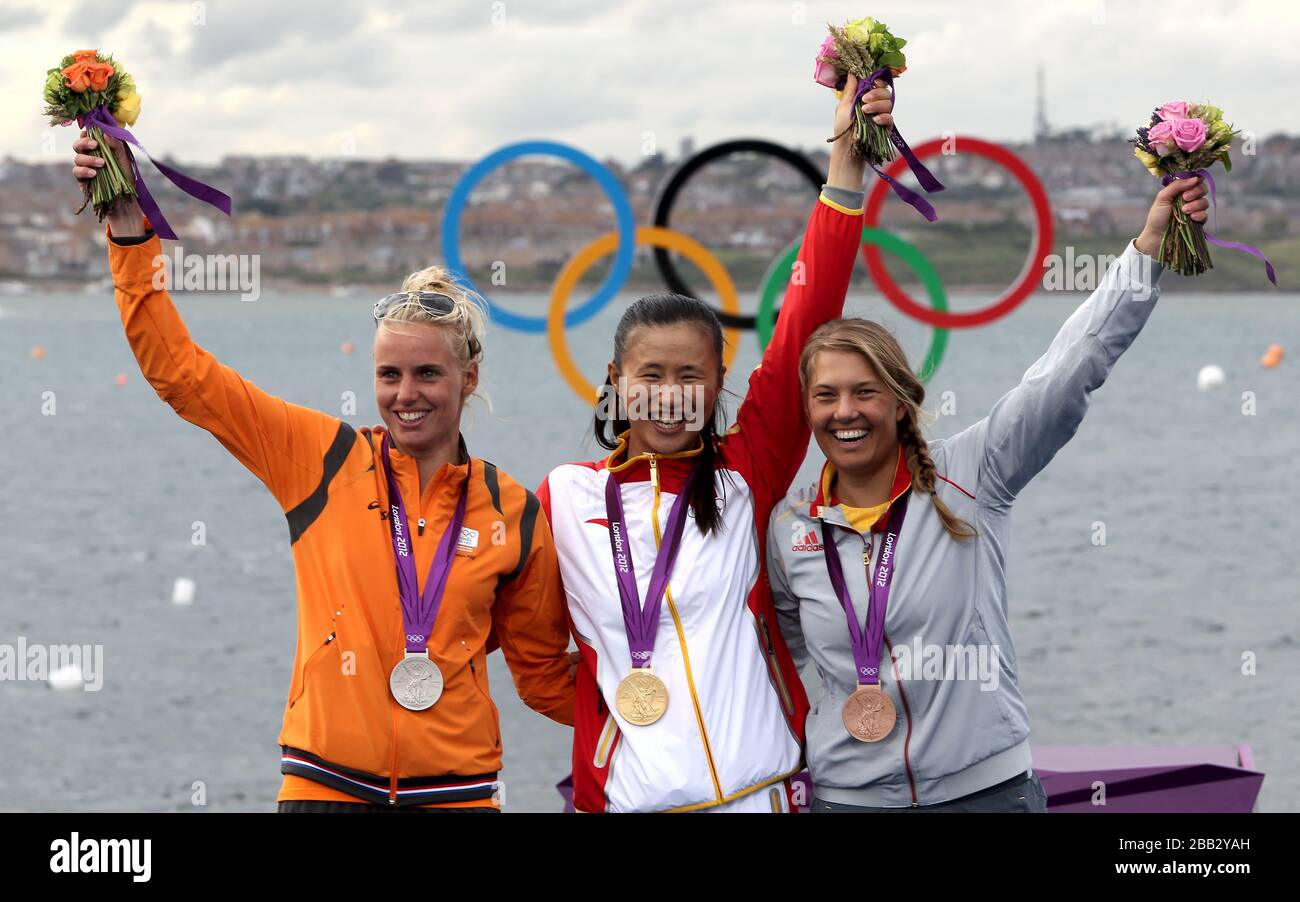 Olympic Laser Radial Gold medallist Lijia Xu accompanied by silver ...