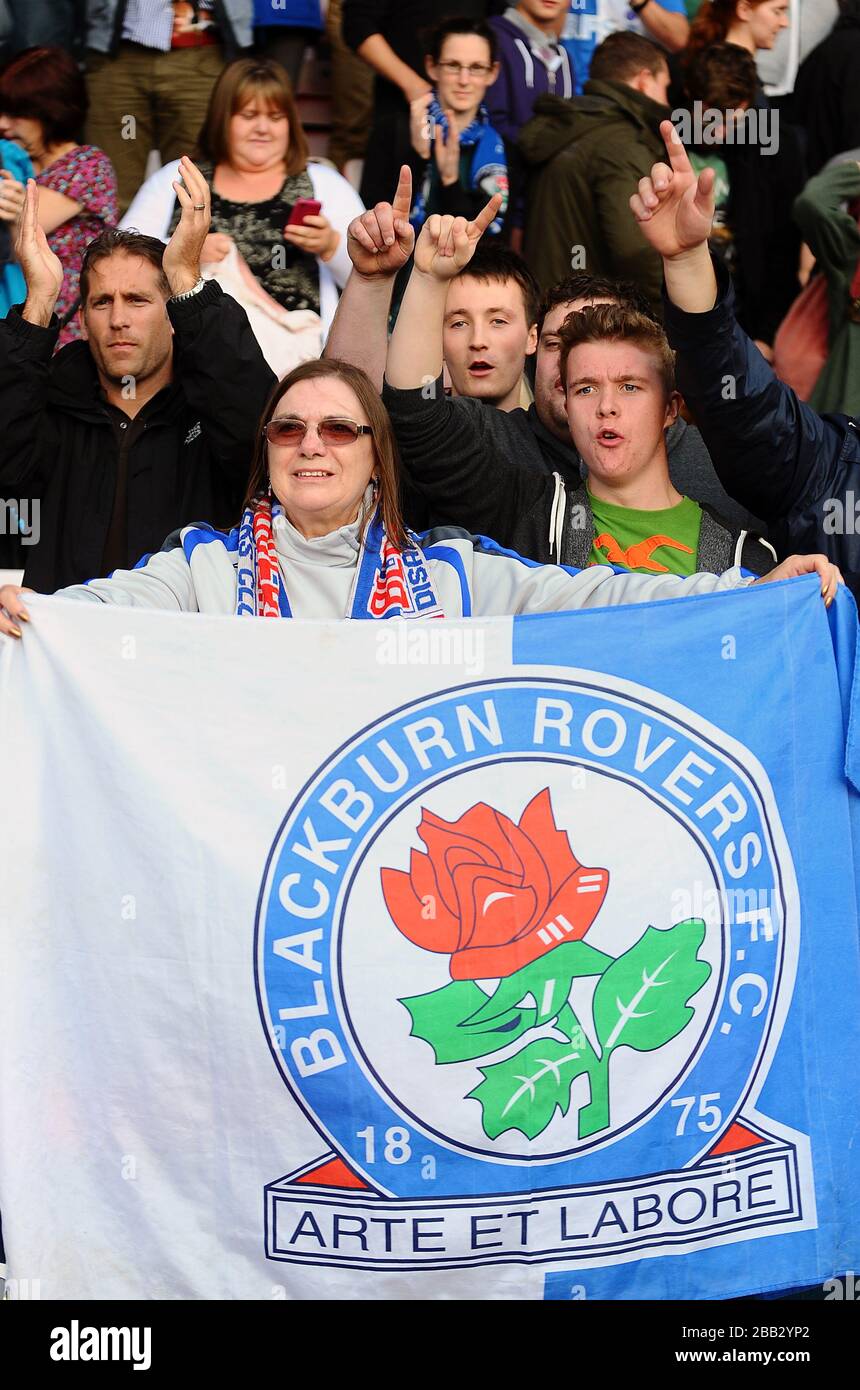 Blackburn Rovers fans in the stands Stock Photo - Alamy