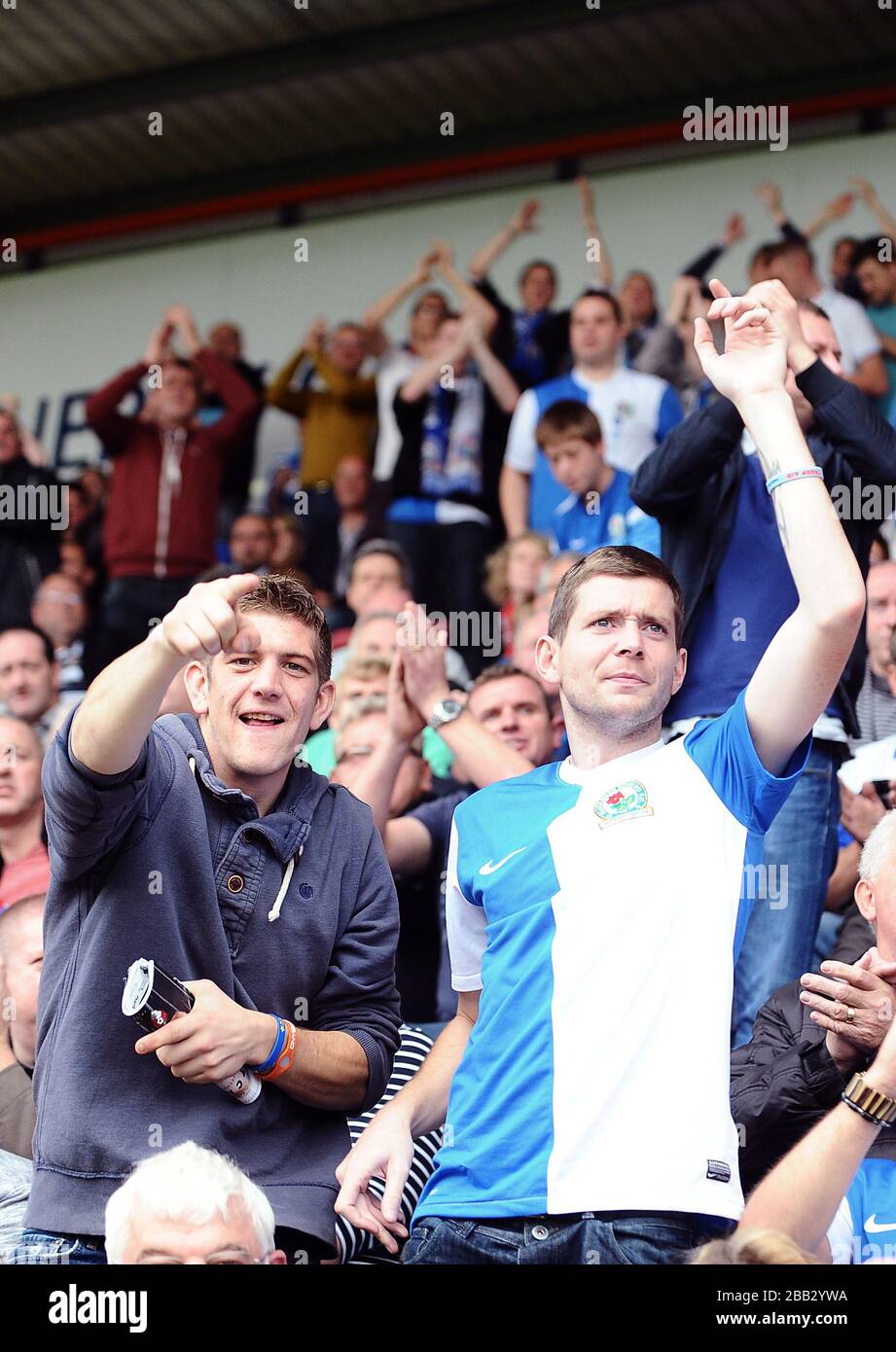 Blackburn Rovers fans in the stands Stock Photo - Alamy