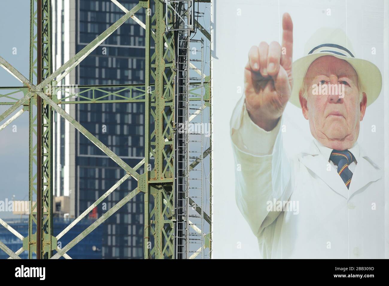 An advertisement on the side of the water tower at the Kia Oval Stock ...