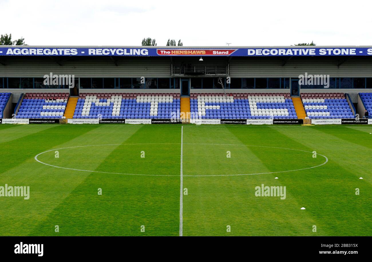 A view of the Moss Rose ground, home to Macclesfield Town Stock Photo ...