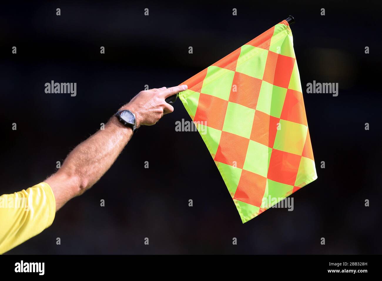 General view of a linesman's flag Stock Photo - Alamy