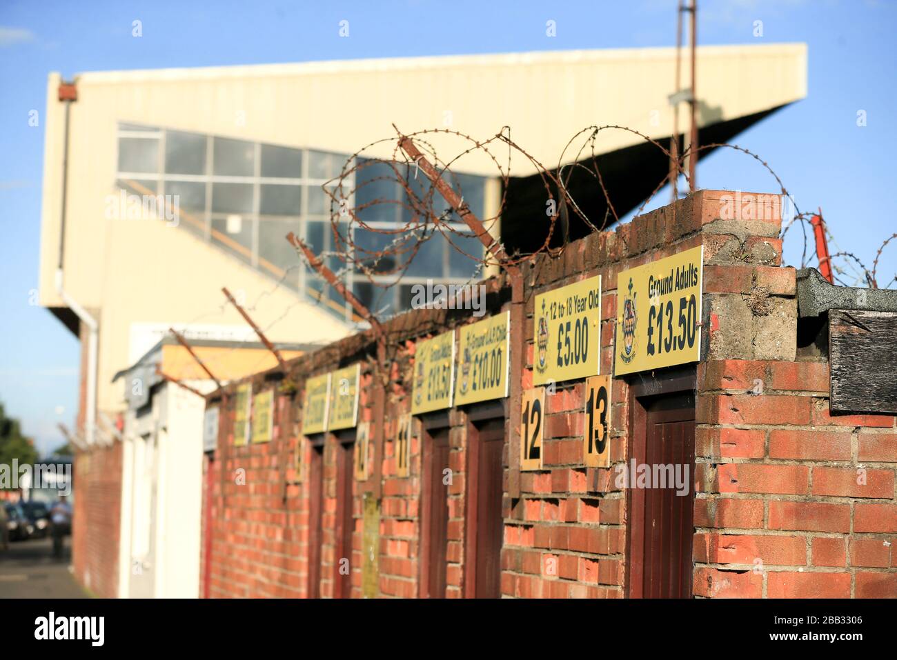 A general view of signage around the ground Stock Photo - Alamy