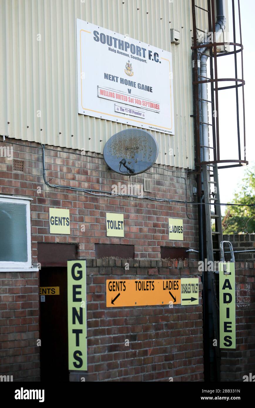 A general view of signage around the ground Stock Photo - Alamy