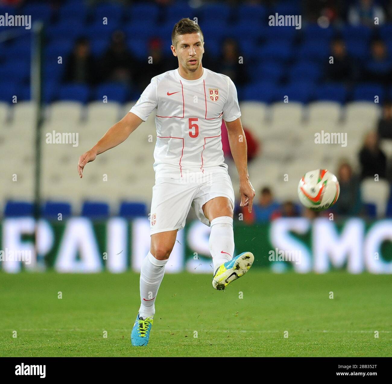 Serbias matija nastasic in action against wales hi-res stock ...