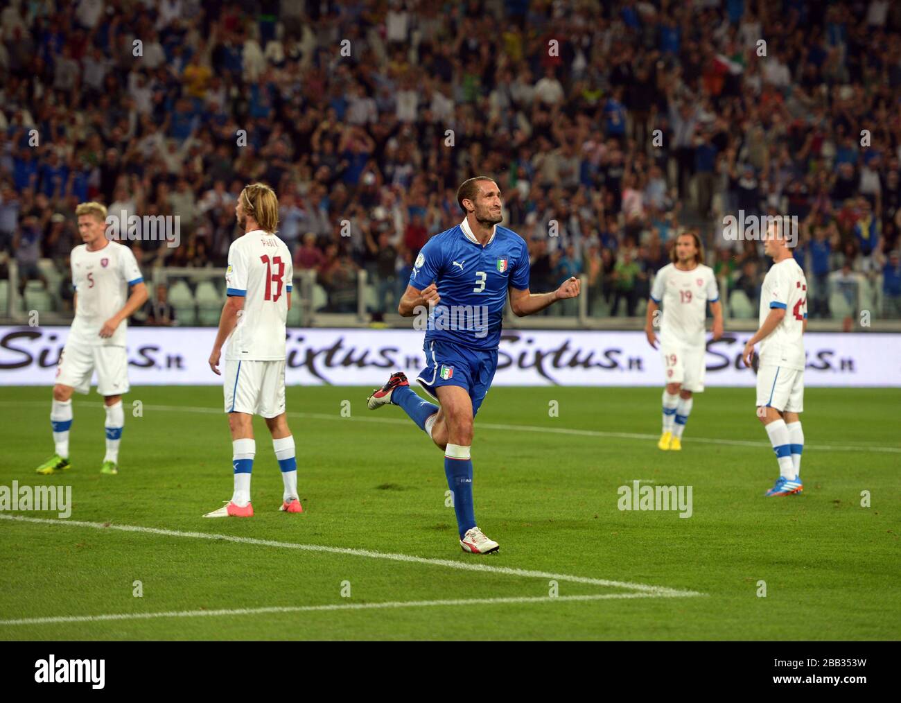 Italy's Giorgio Chiellini celebrates scoring the equalising goal Stock ...