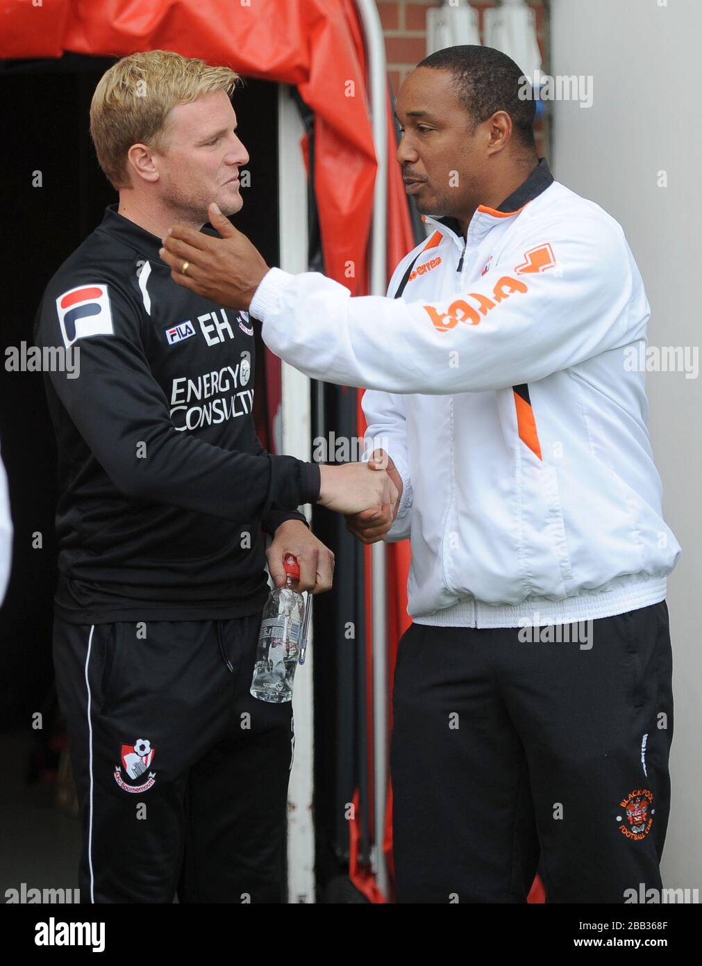AFC Bournemouth's manager Eddie Howe (left) and Blackpool's manager ...