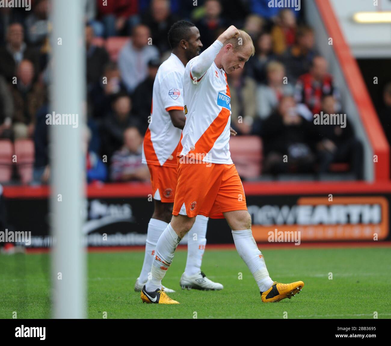 Blackpool's Neal Bishop celebrates scoring his side's second goal Stock ...