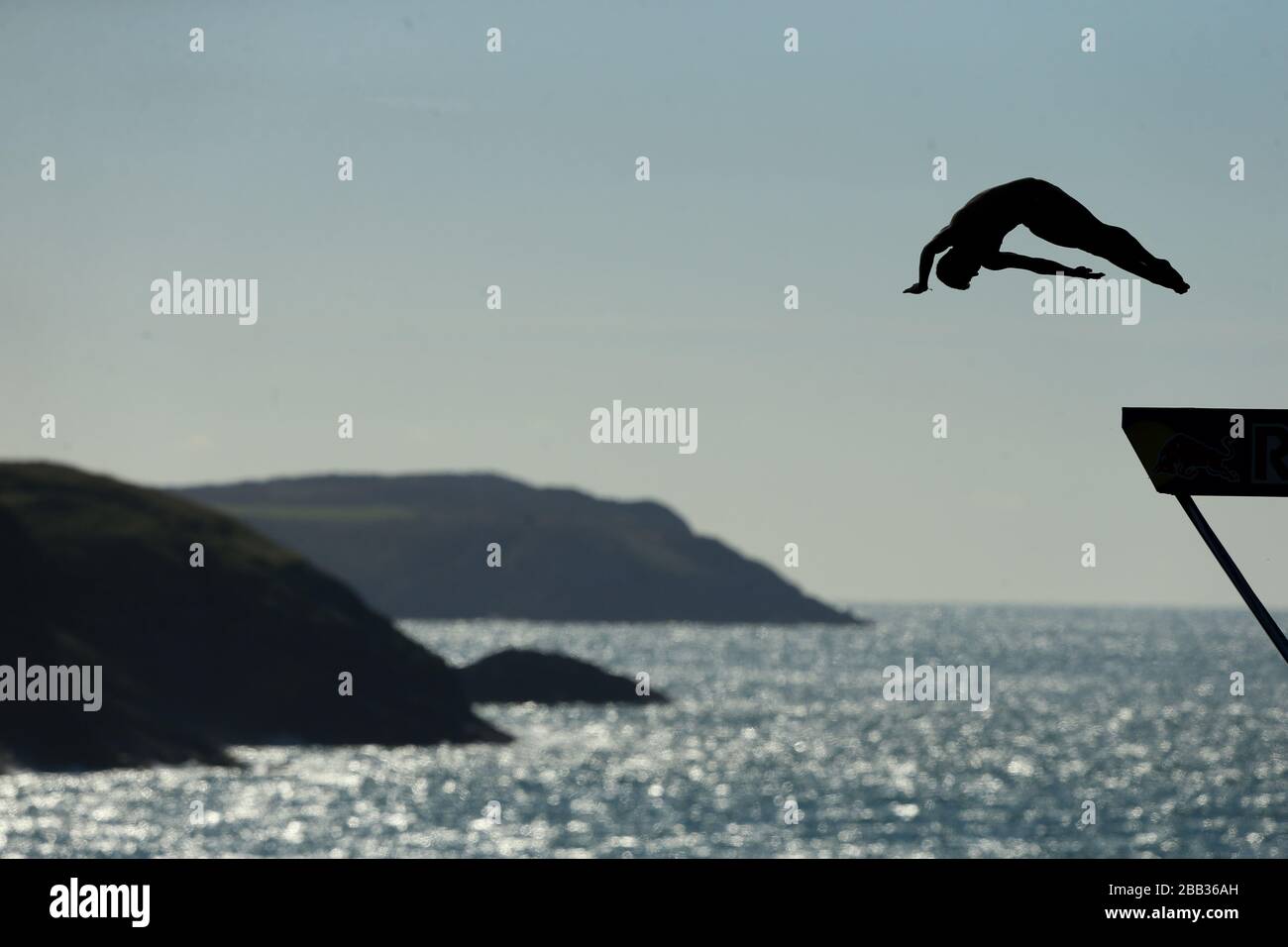 USA's Steve Lobue during day two of the Red Bull Cliff Diving World ...