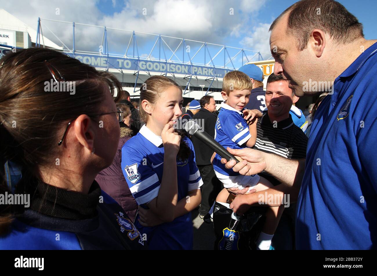 Everton fans outside Goodison Park before kick-off Stock Photo - Alamy