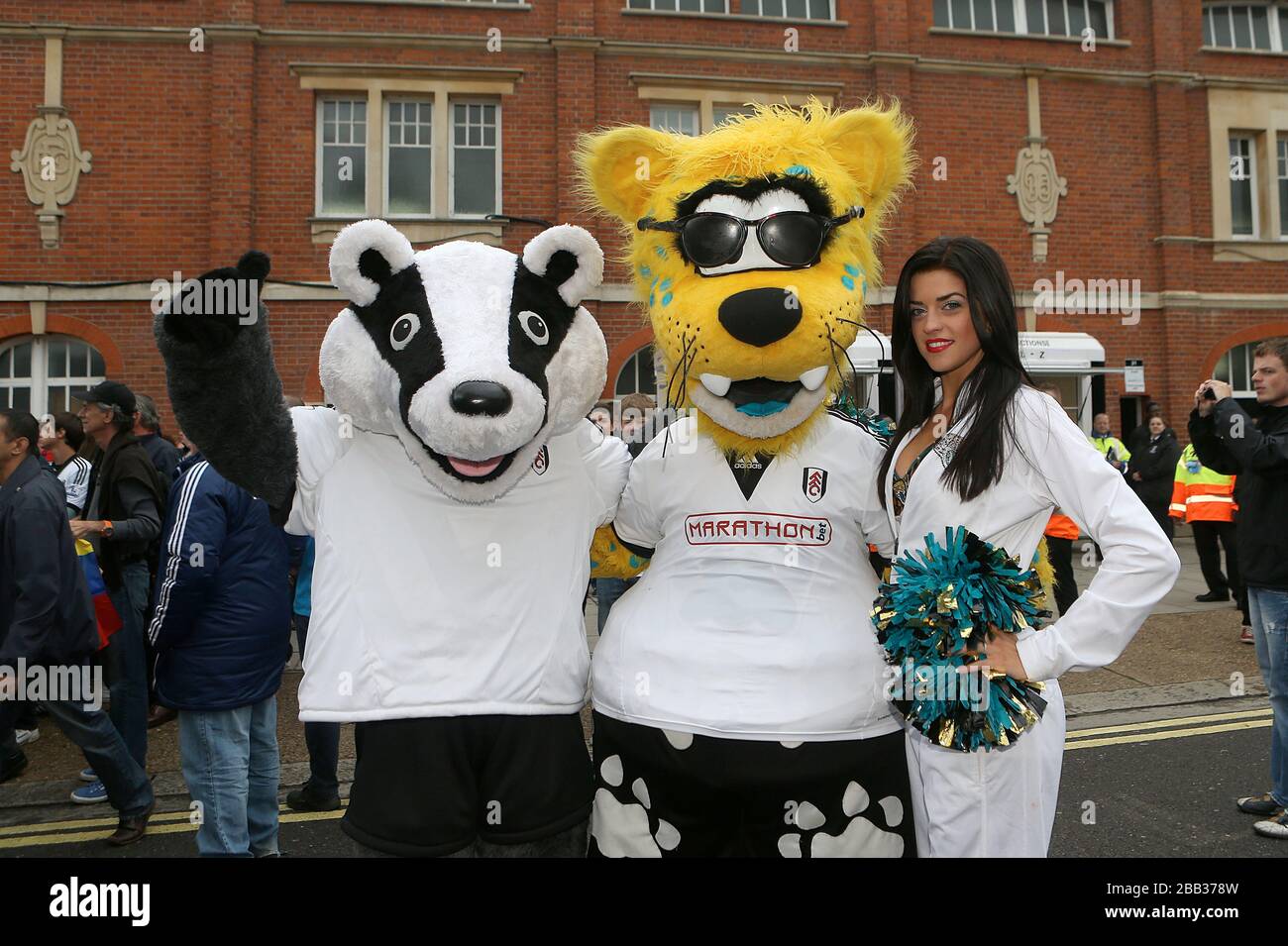 Fulham mascot Billy the Badger and Jacksonville Jaguars' mascot Jackson ...