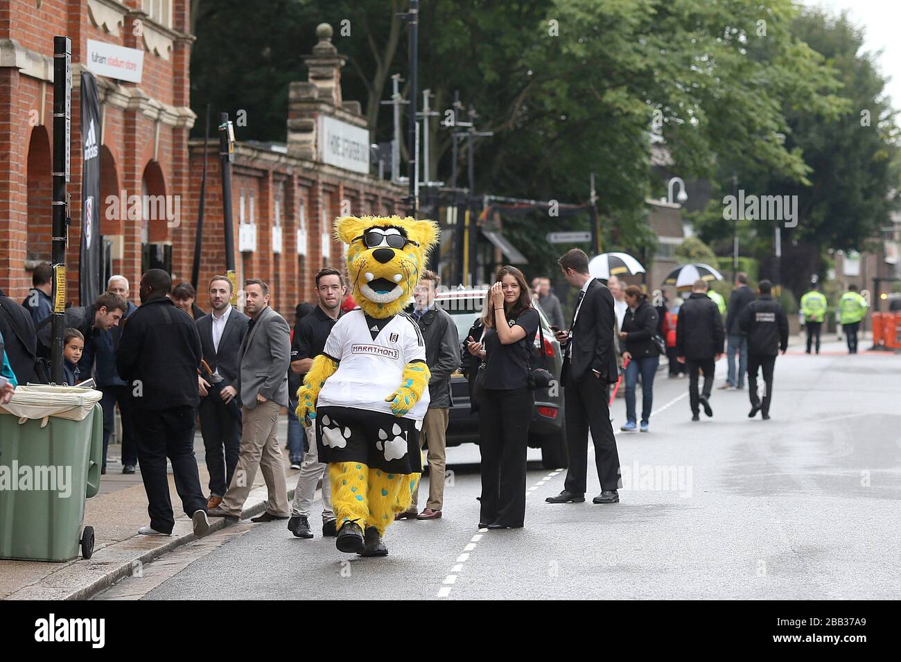 Jacksonville Jaguars mascot Jackson de Ville arrives at Craven Cottage ...