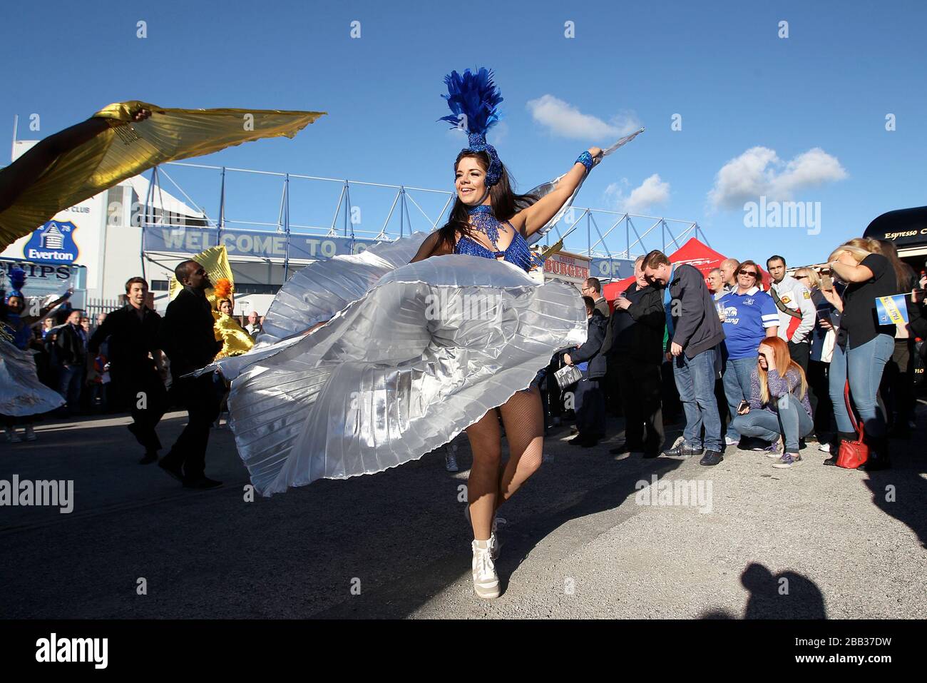 Everton's fans fiesta in the fan zone before the Barclays Premier ...