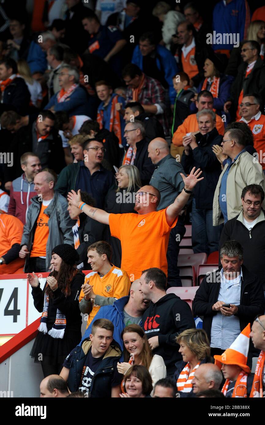 Blackpool fans show support for their team in the stands Stock Photo ...