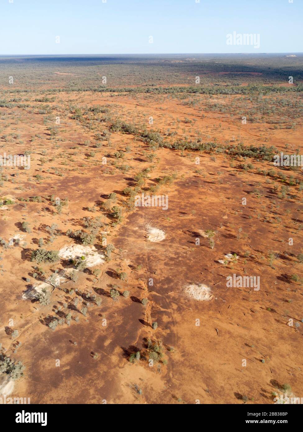 Aerial of the isolated opal mining village of Yowah in far Western ...