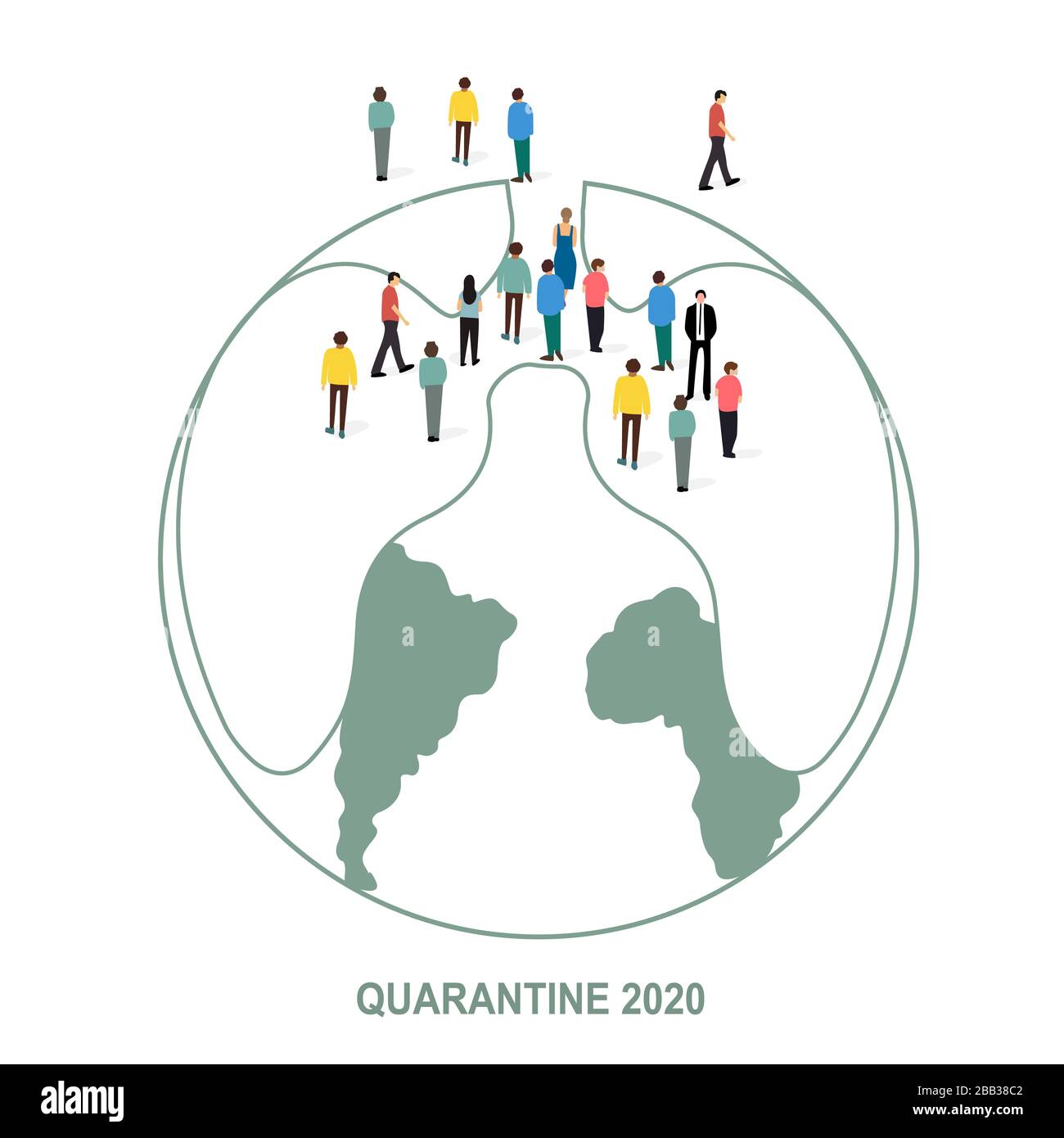 Worldwide respiratory virus pandemic. Planet Earth with lungs drawing ...
