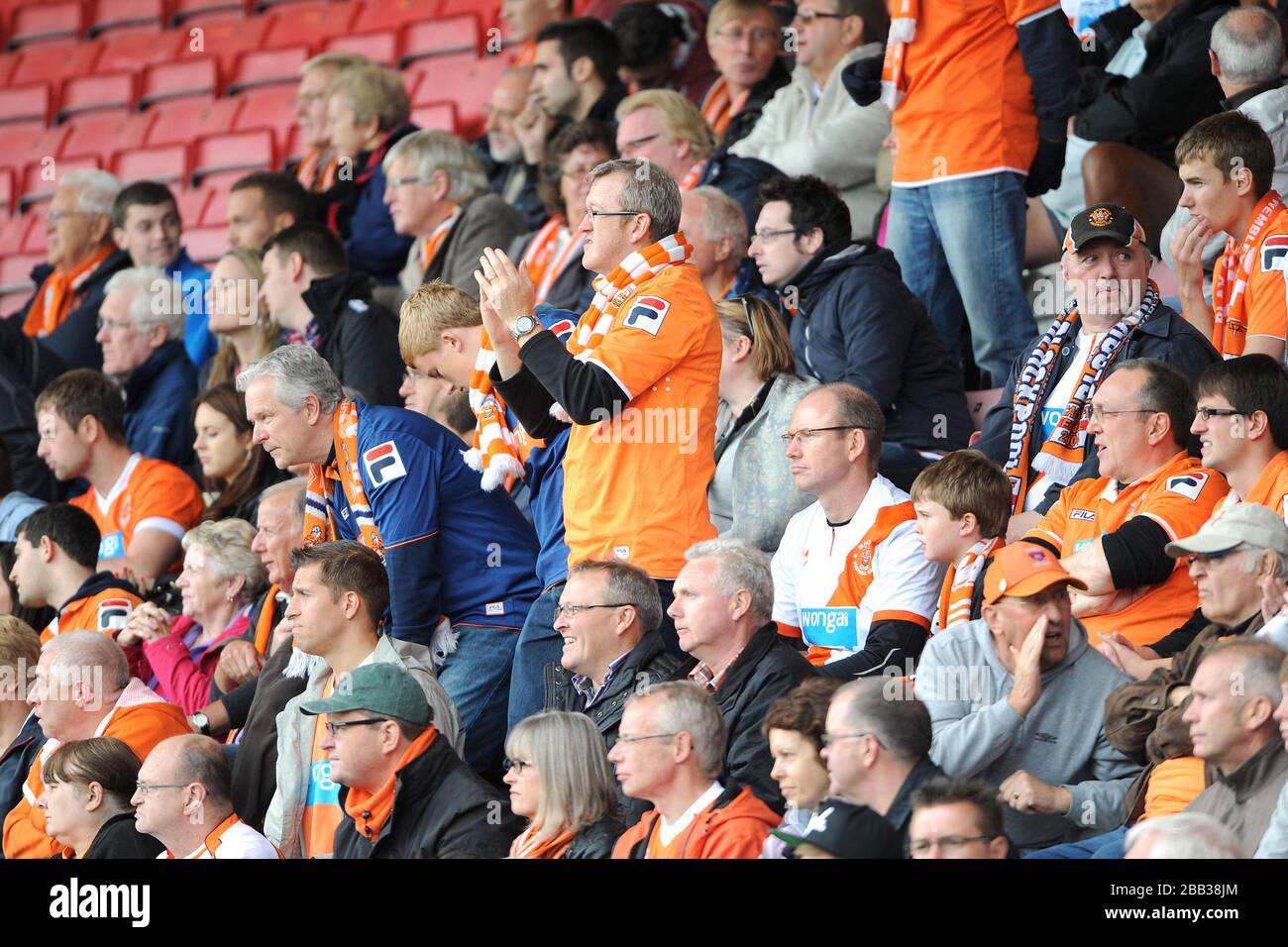 Blackpool fans show support for their team in the stands Stock Photo ...