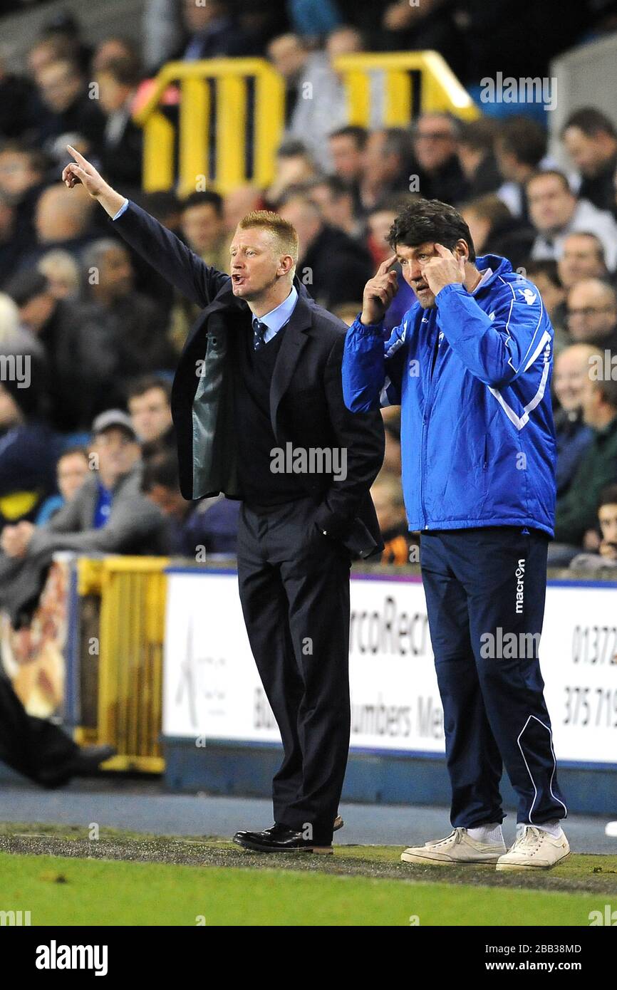 Millwall manager Steve Lomas with assistant Mick Harford Stock Photo ...