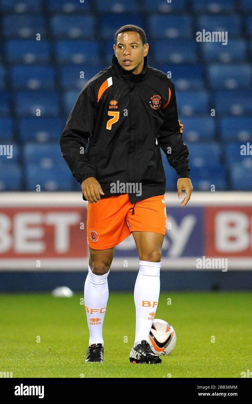 Blackpool's Nathan Tyson during the warm up Stock Photo - Alamy