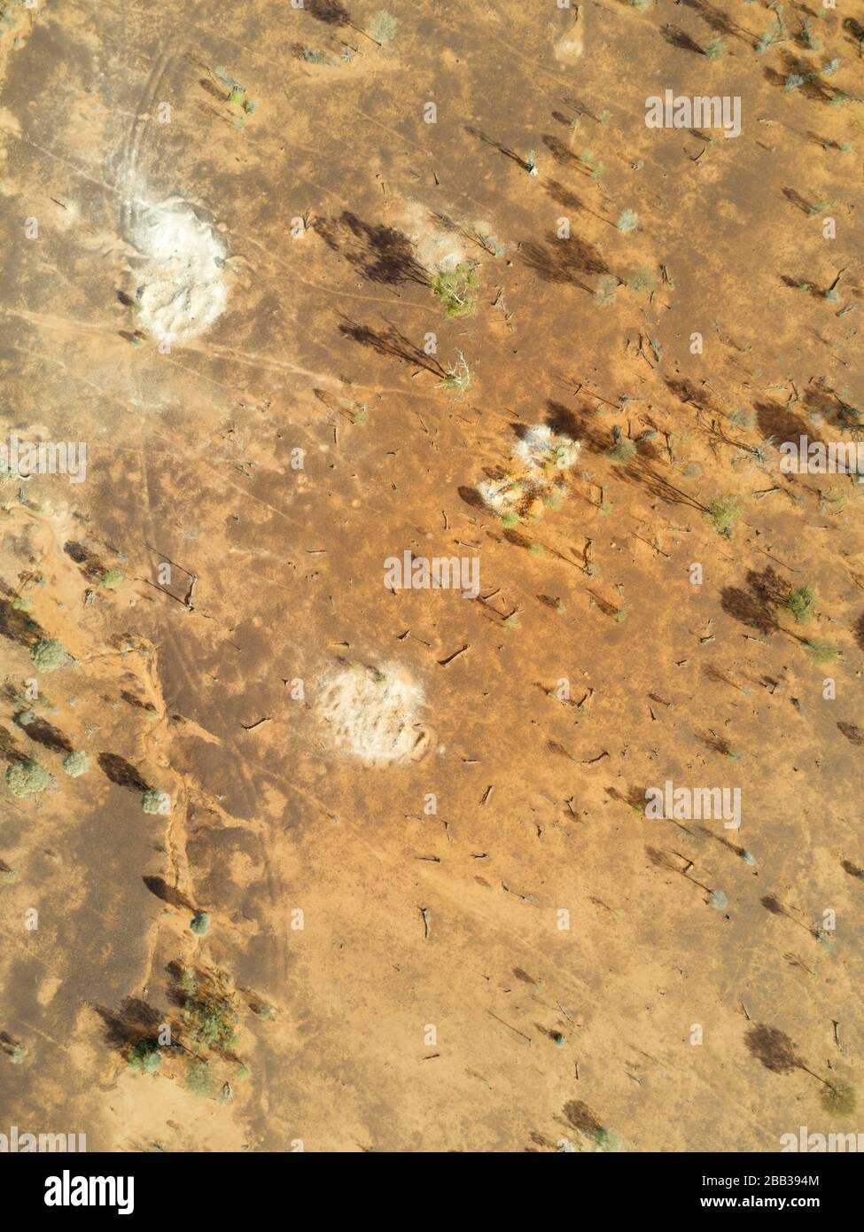 Aerial of the isolated opal mining village of Yowah in far Western ...