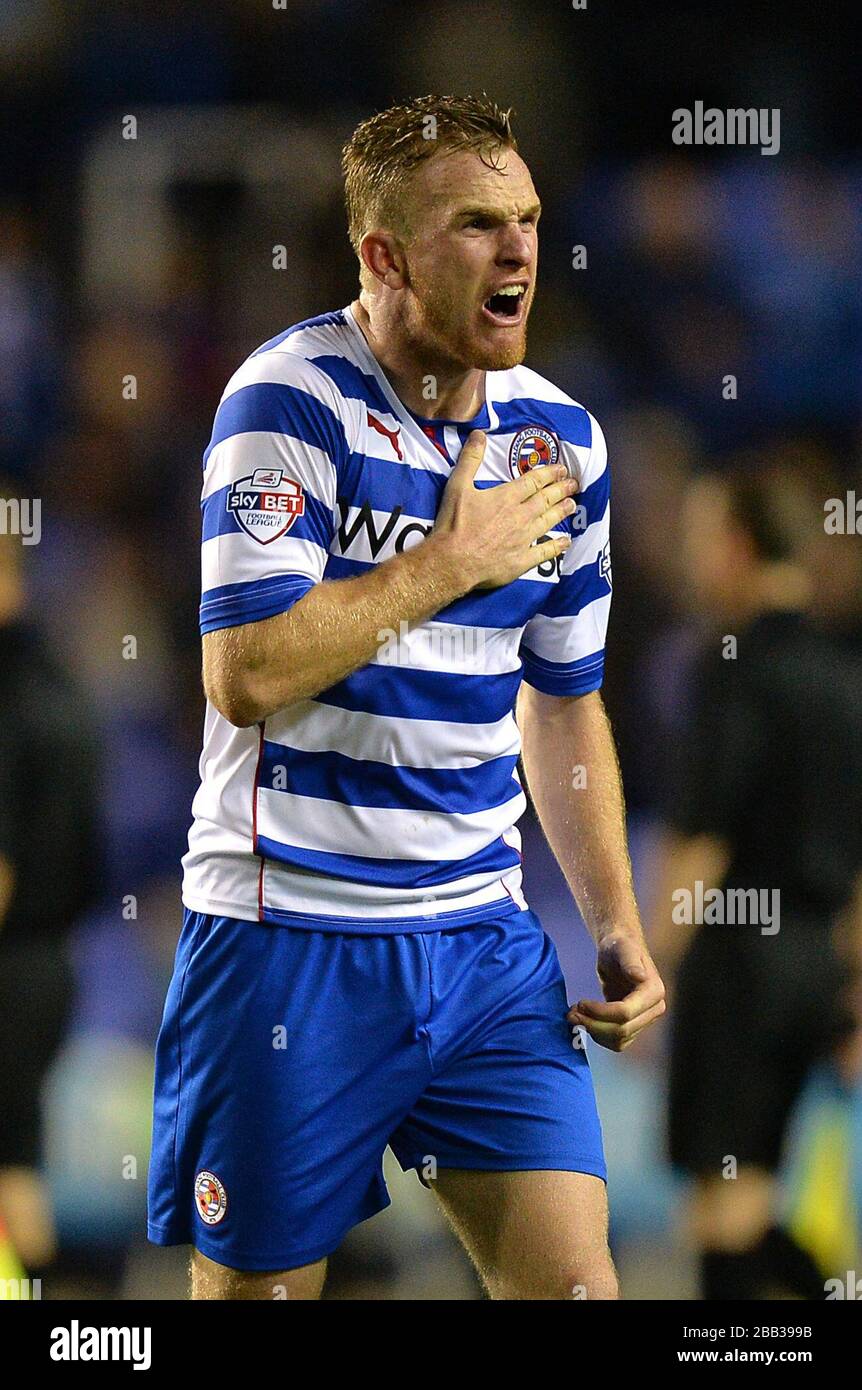 Reading's Alex Pearce celebrates his side's win after the final whistle ...