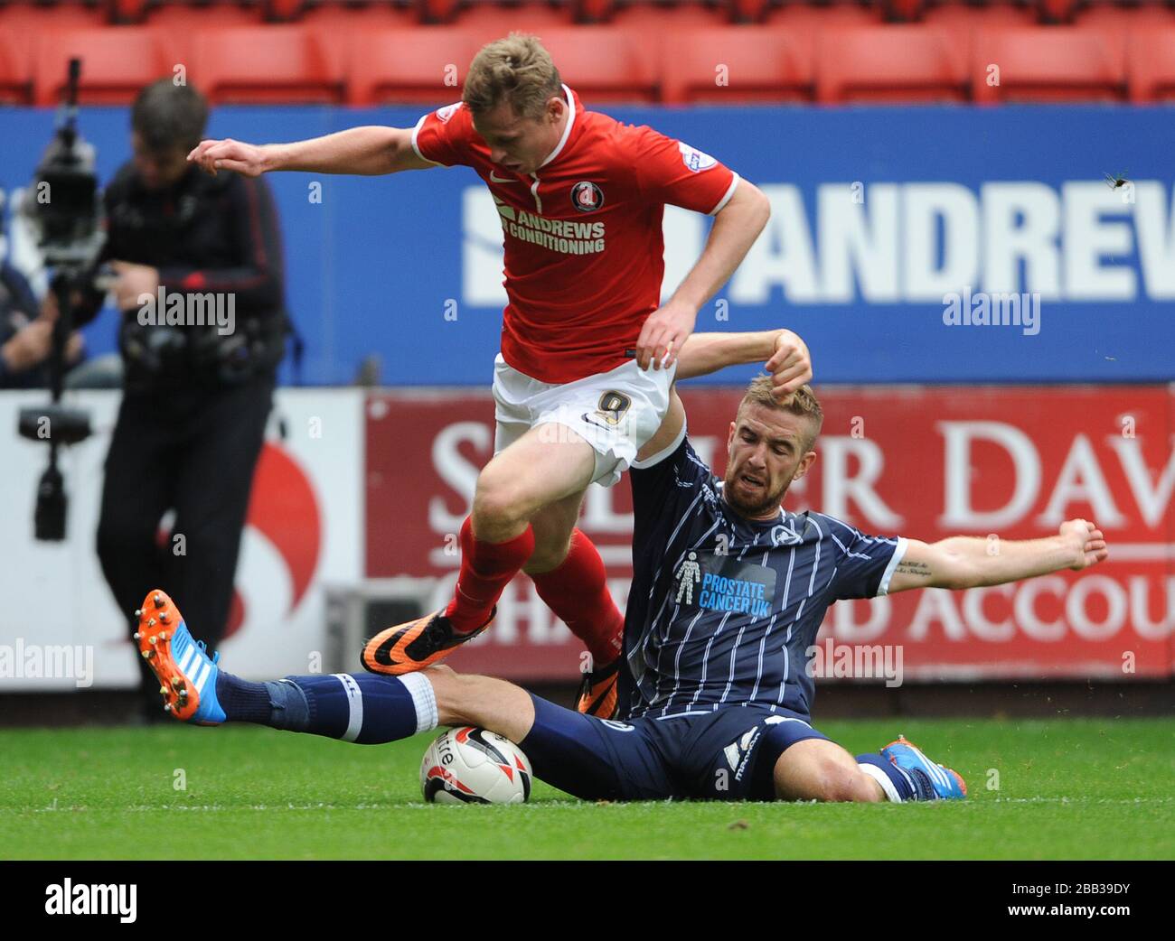 Charlton Athletic's Simon Church (left) and Millwall's Mark Beevers in ...