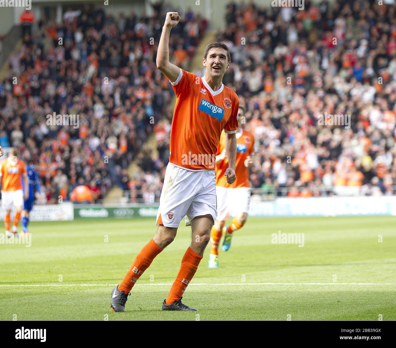 Blackpool's Chris Basham celebrates scoring against Leicester City ...