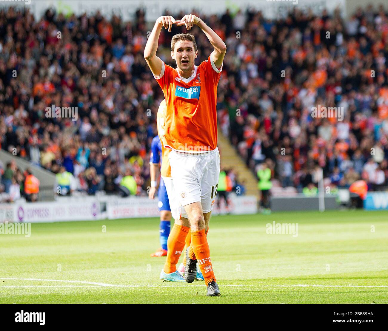 Blackpool's Chris Basham celebrates scoring against Leicester City ...