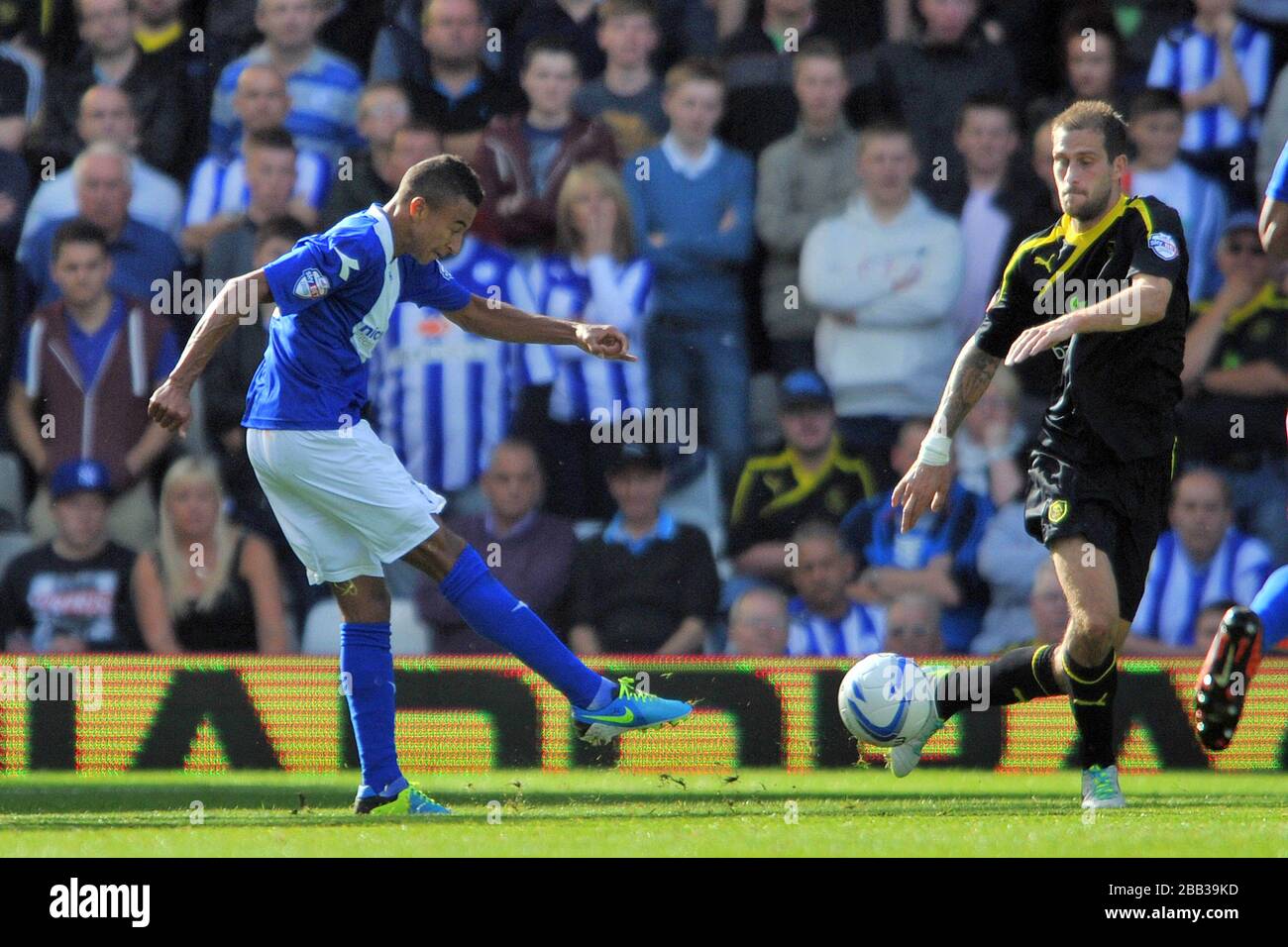 Birmingham City's Jesse Lingard (left) scores his and City's 3rd goal ...