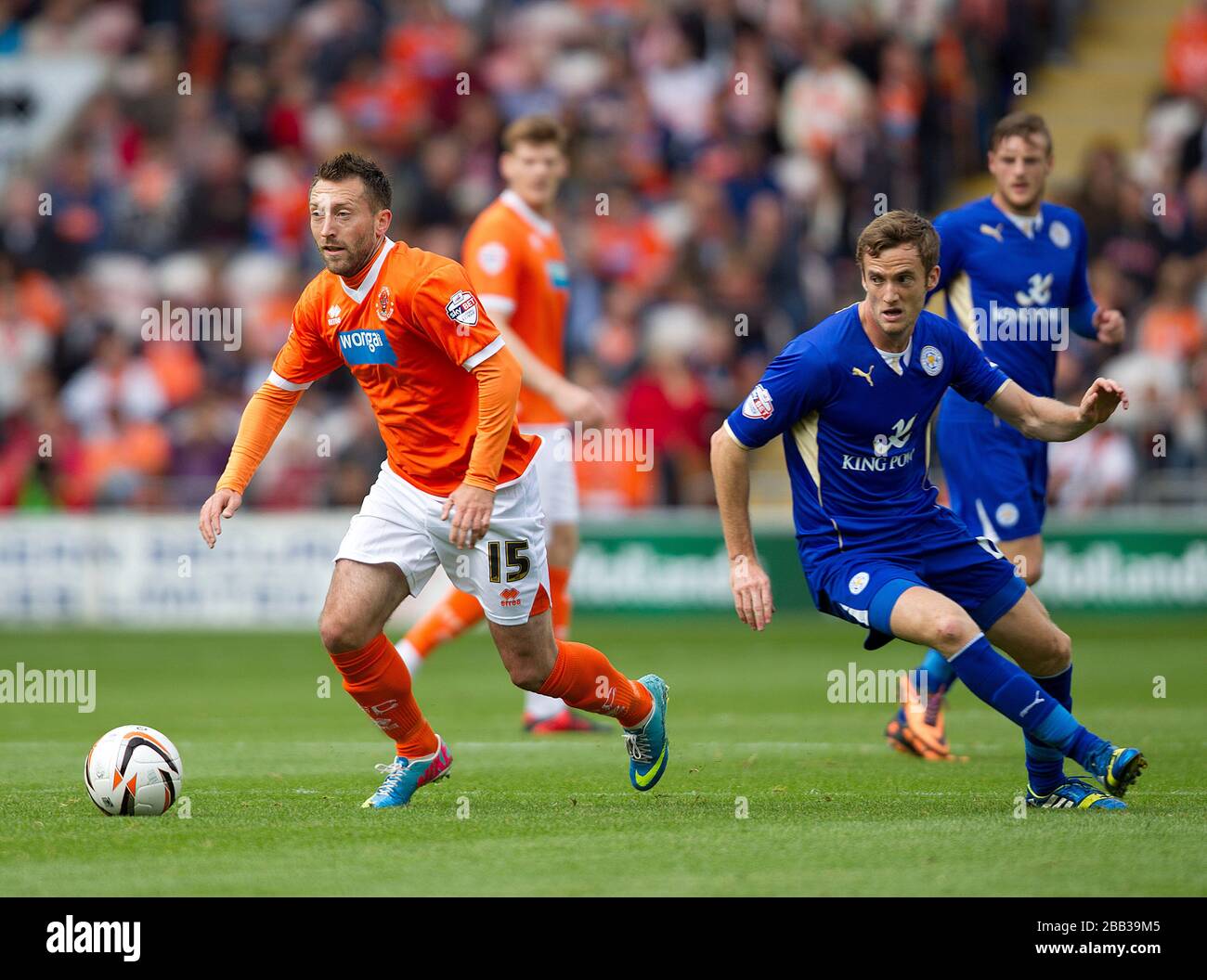Blackpool's Stephen Dobbie and Leicester City's Zak Whitbread Stock ...