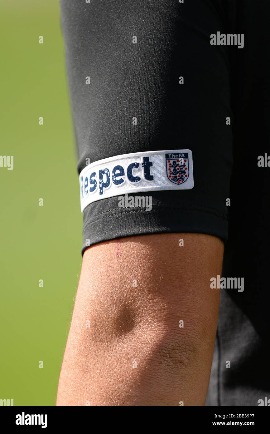 The respect badge on the sleeve of an assistant referee Stock Photo - Alamy