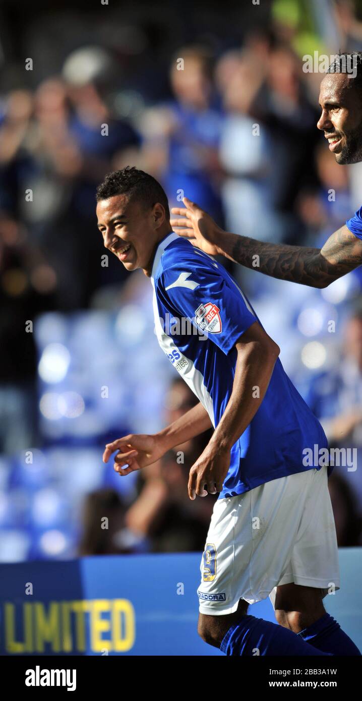 Birmingham City's Jesse Lingard (left) celebrates his and City's 4th ...