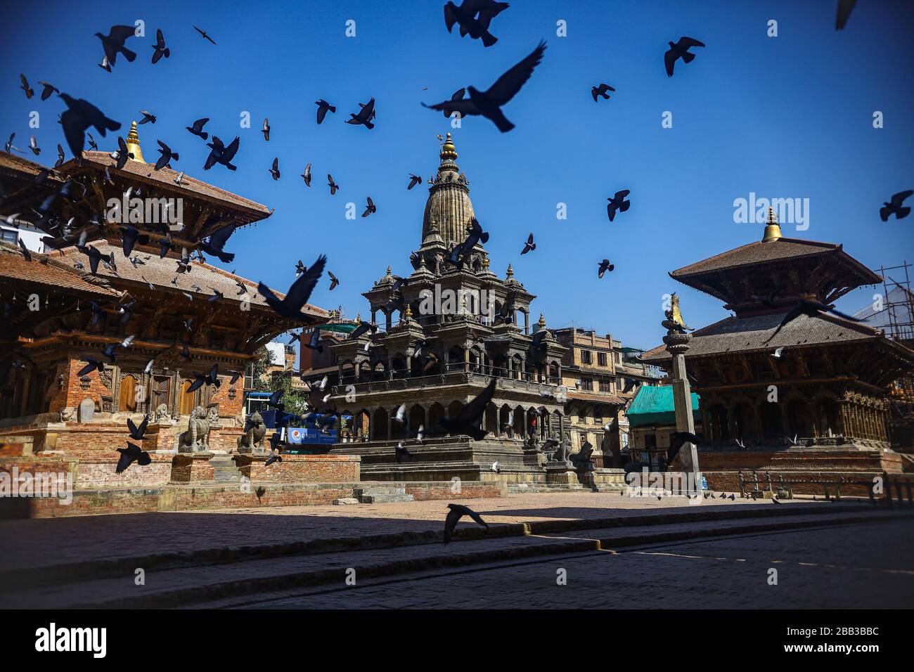 Patan, Nepal. 30th Mar, 2020. View of a deserted Patan Durbar Square ...