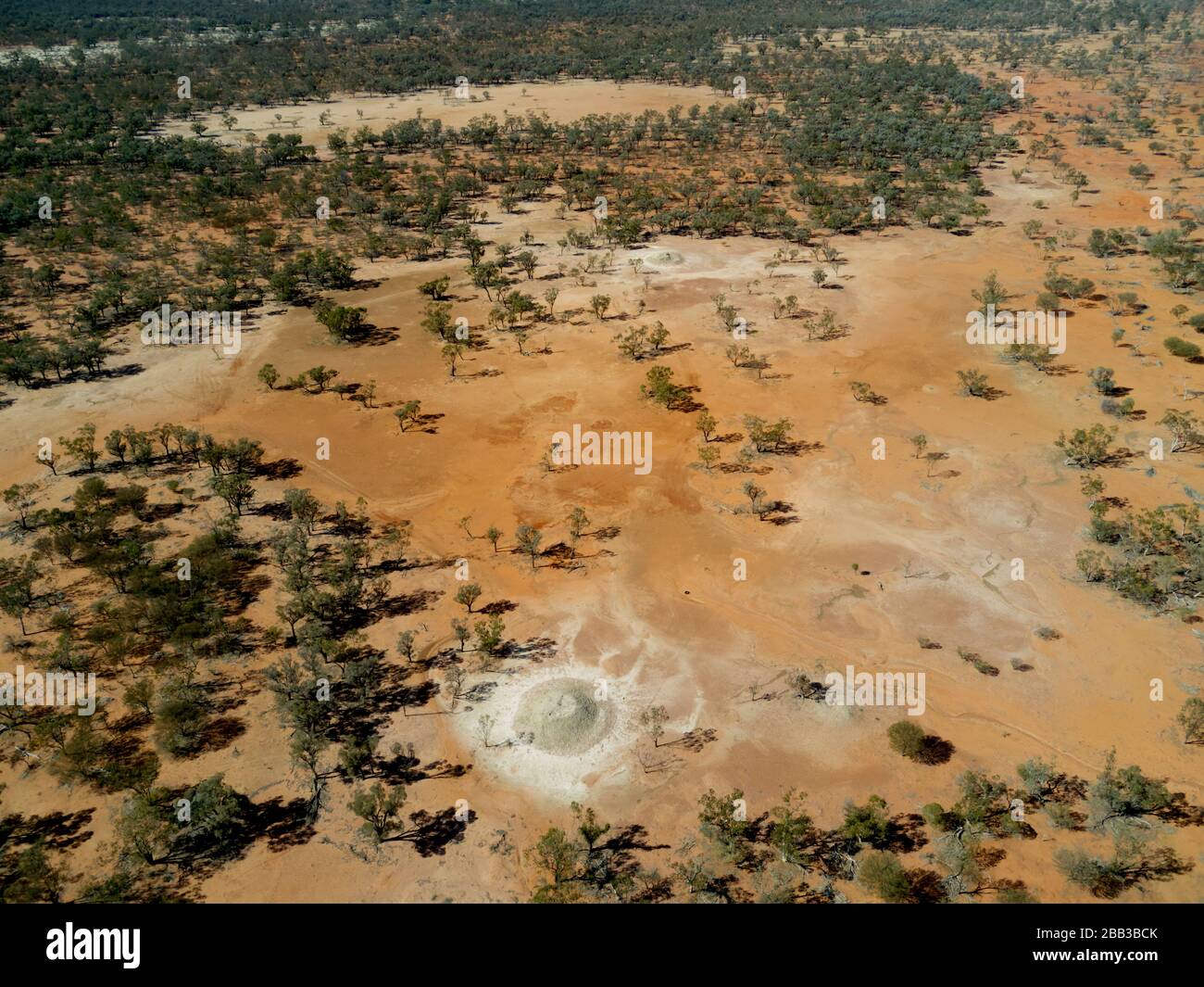 Aerial of the Eulo Mud springs which are unique to the area and are ...