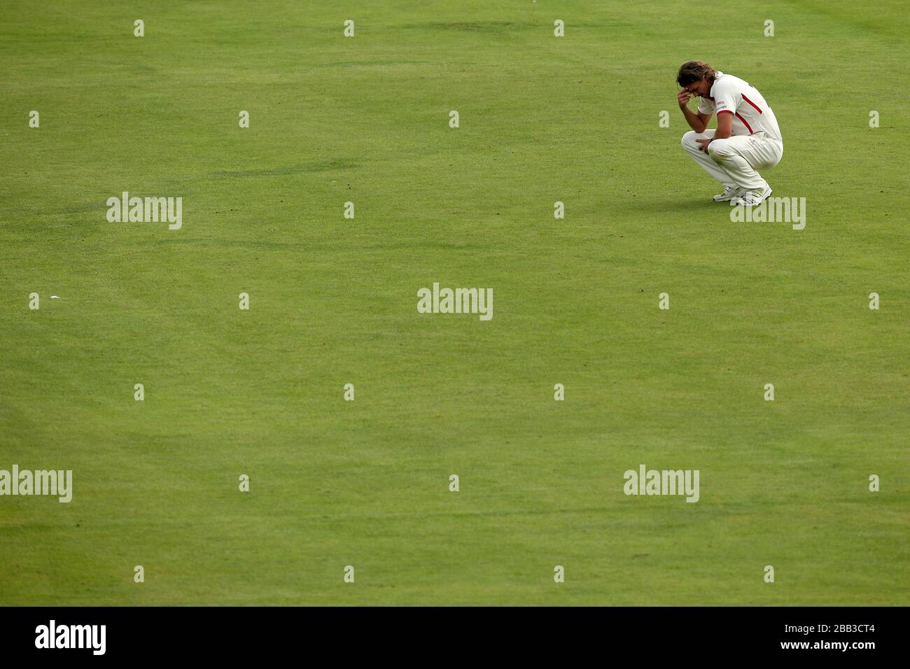 Lancashire's Oliver Newby takes a break from the action Stock Photo - Alamy