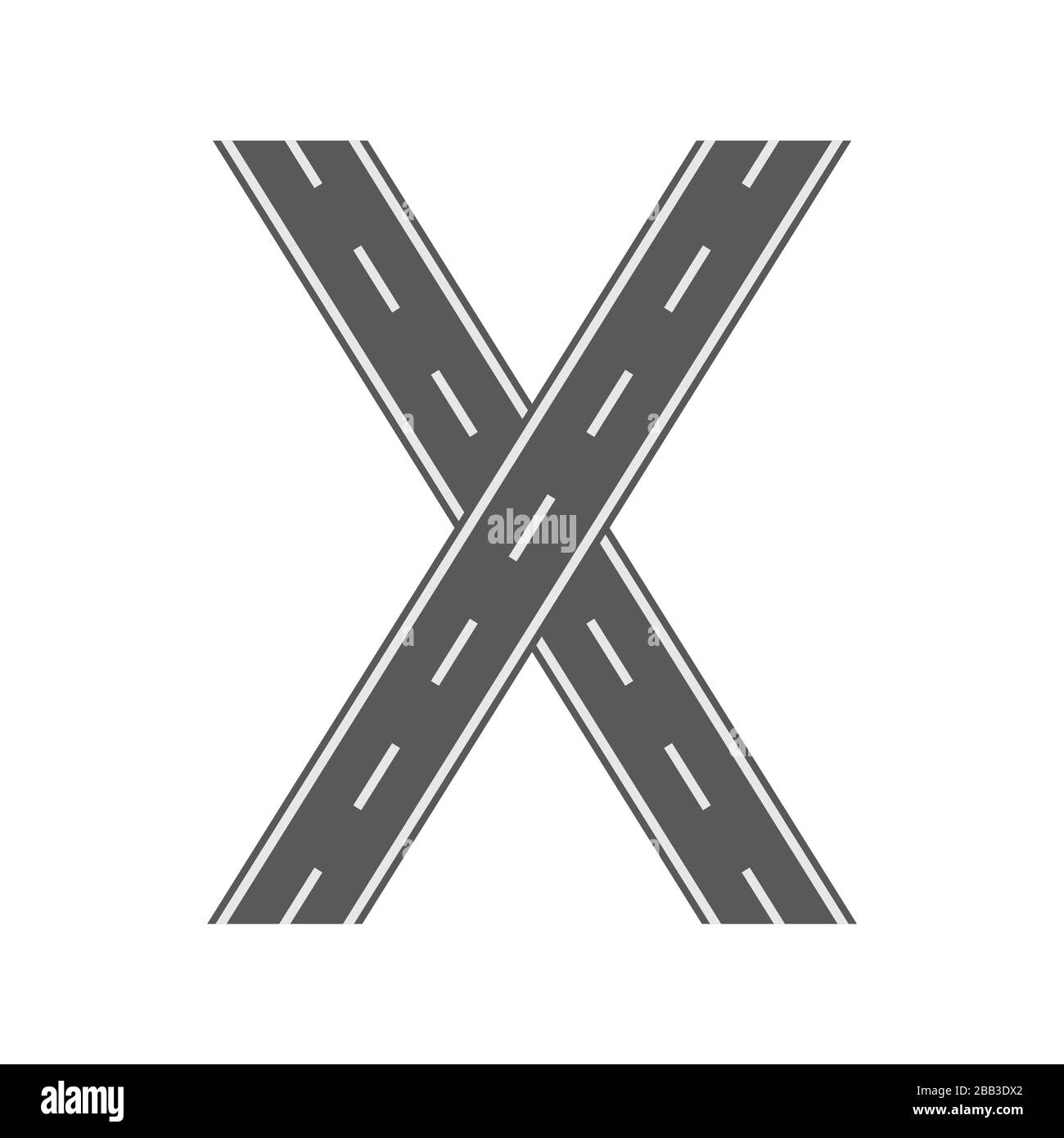 X letter for Road or street font. Flat and solid color vector ...