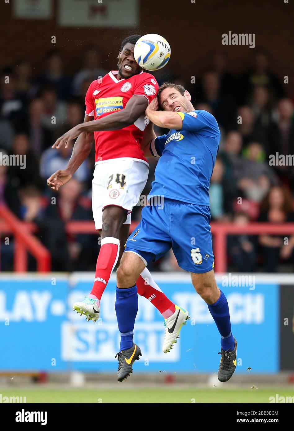 AFC Wimbledon's Alan Bennett (right) and Accrington Stanley's Kayode ...