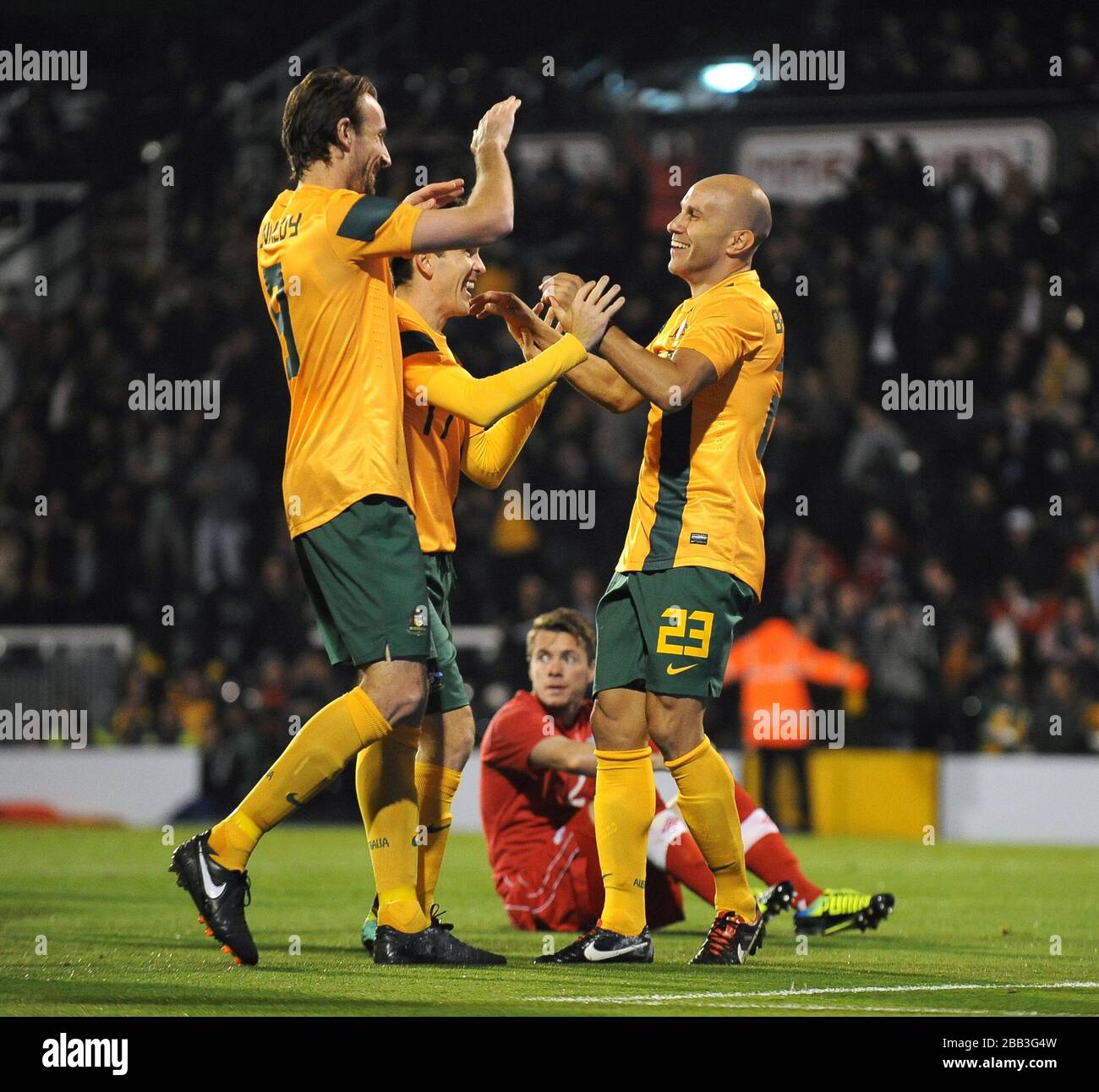 Australia's Josh Kennedy (left) celebrates with Matthew McKay (centre ...