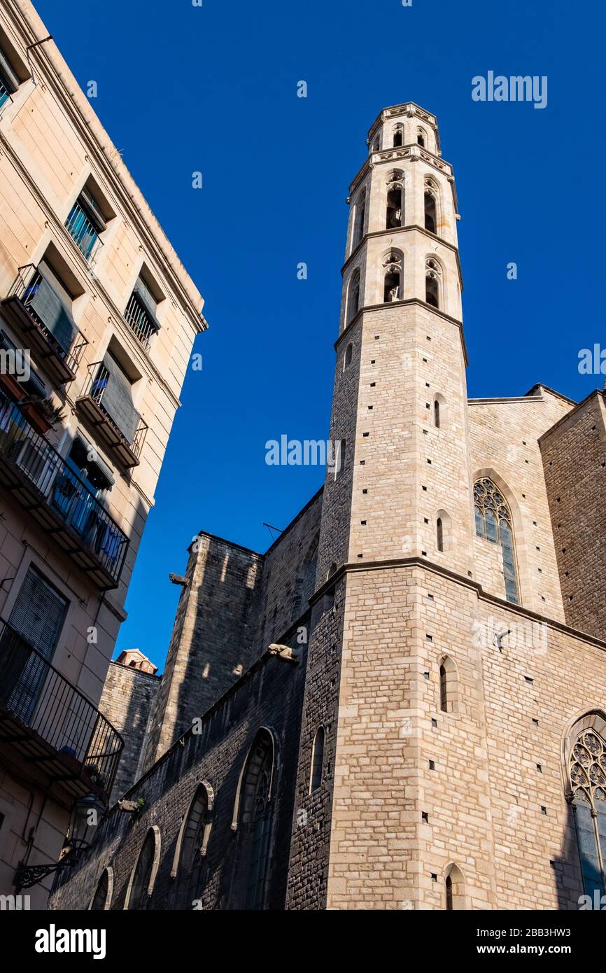 Santa Maria del Mar church in Barcelona city, Catalonia, Spain Stock ...