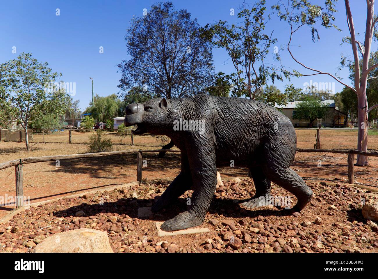A life-size Diprotodon statue greets visitors to Eulo on the Paroo ...