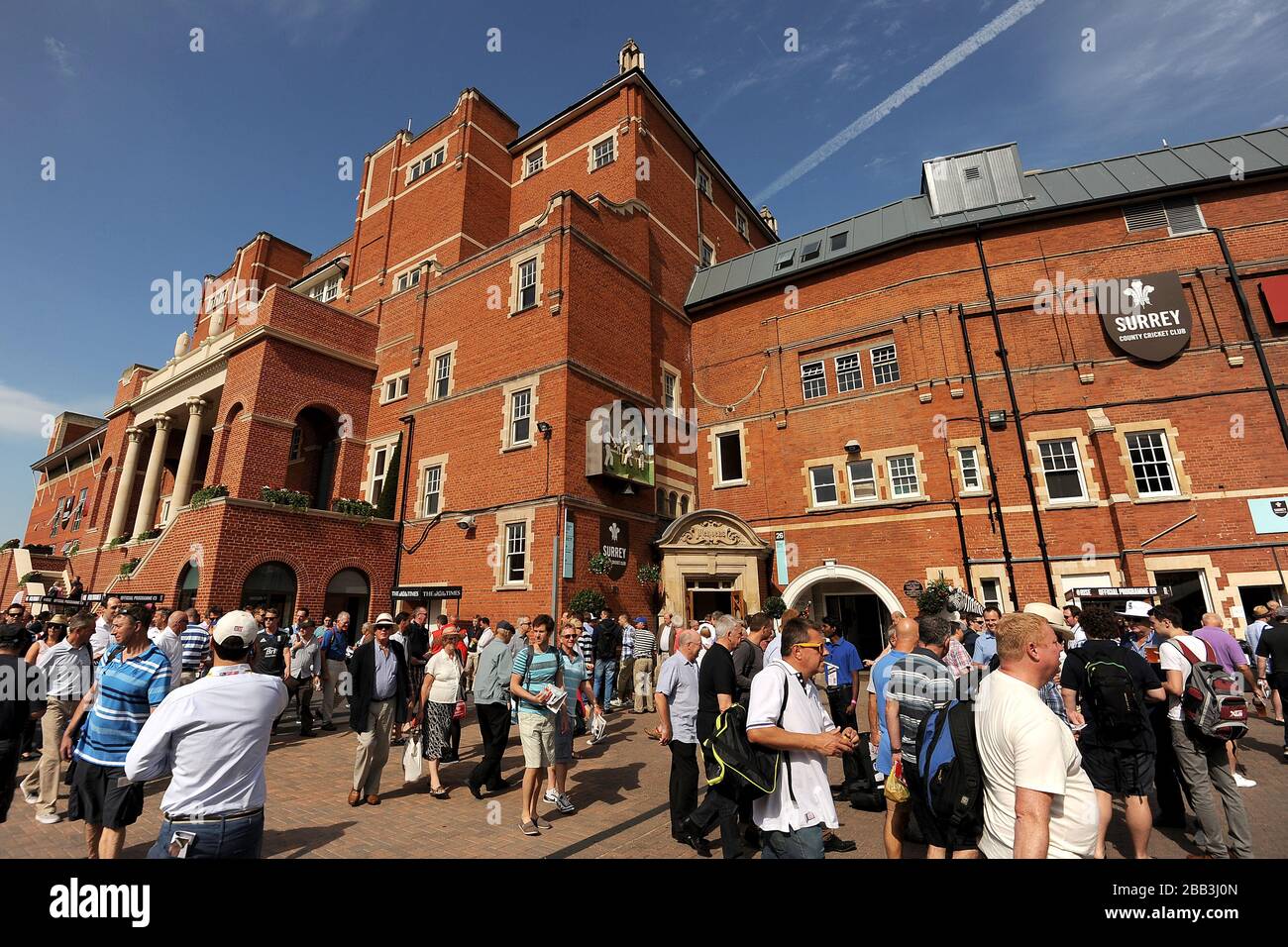 Spectators make their way inside the Kia Oval towards the new Pavilion ...