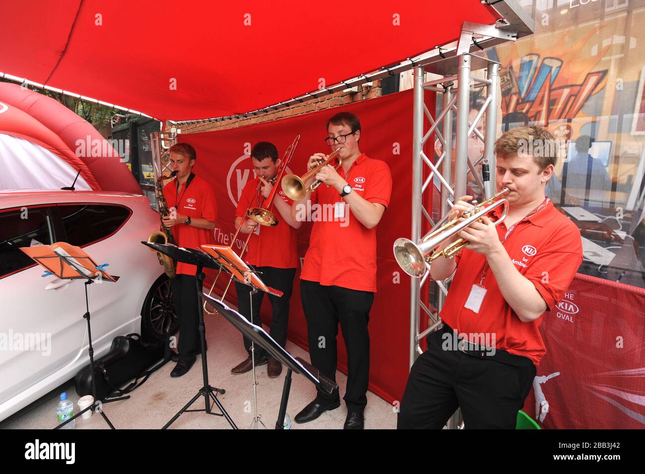 A Kia sponsored band entertain the fans on the forecourt at the Kia ...