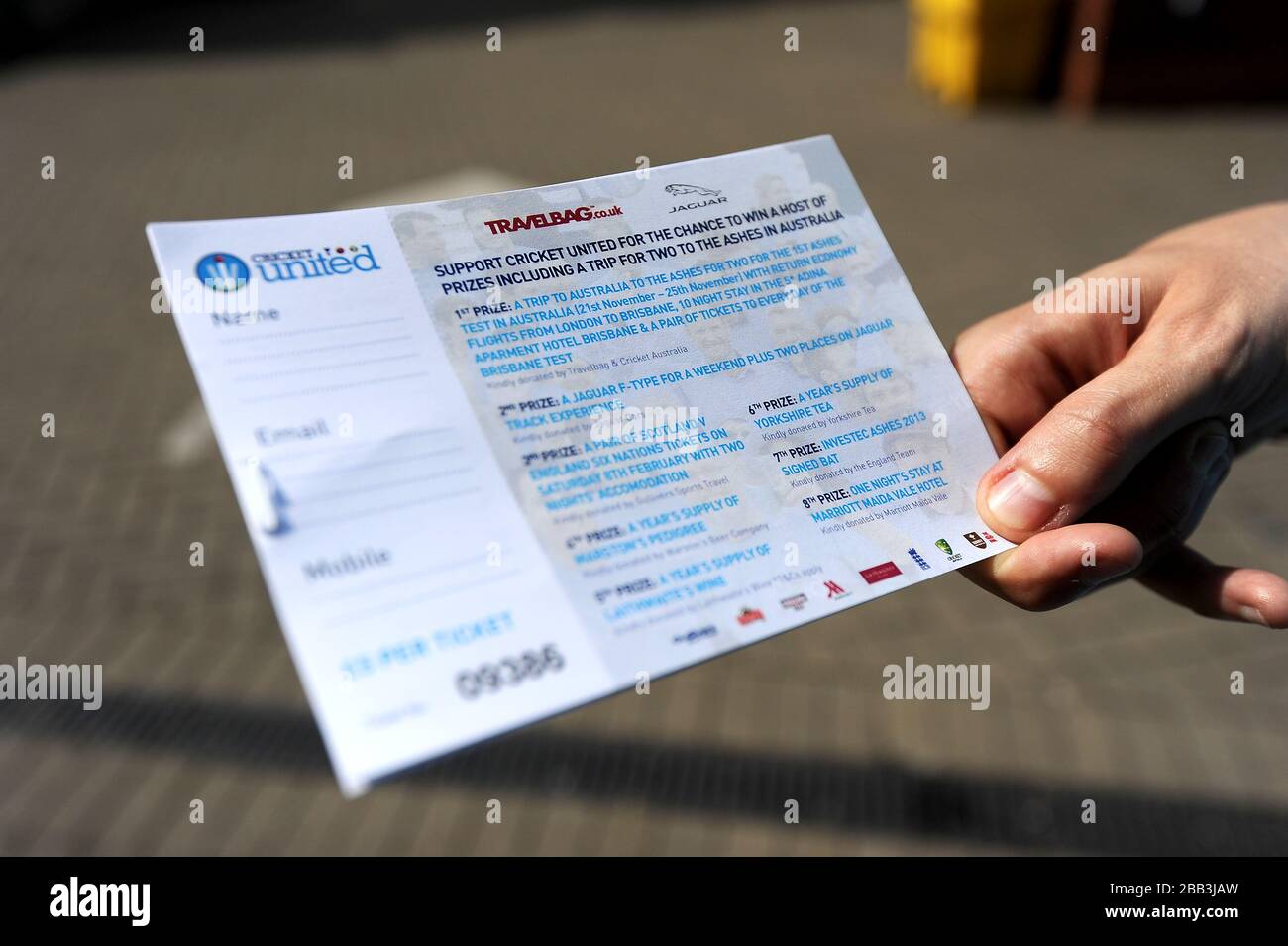 Detail of a cricket united raffle ticket Stock Photo - Alamy