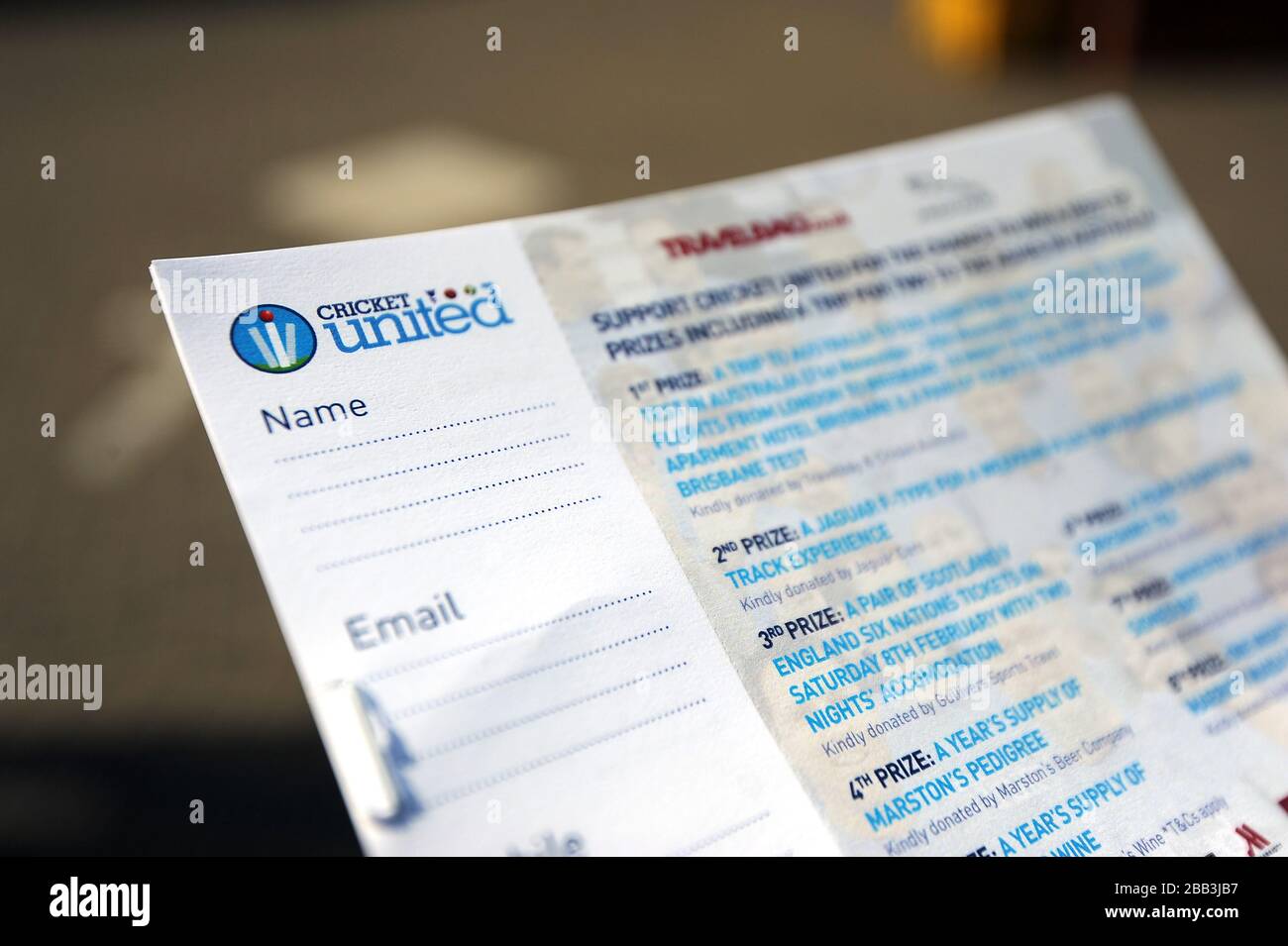 Detail of a cricket united raffle ticket Stock Photo - Alamy