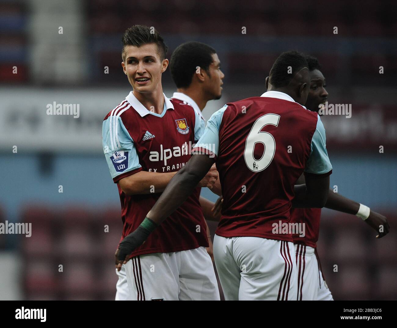 West Ham United's Dan Potts celebrates scoring the opening goal Stock ...